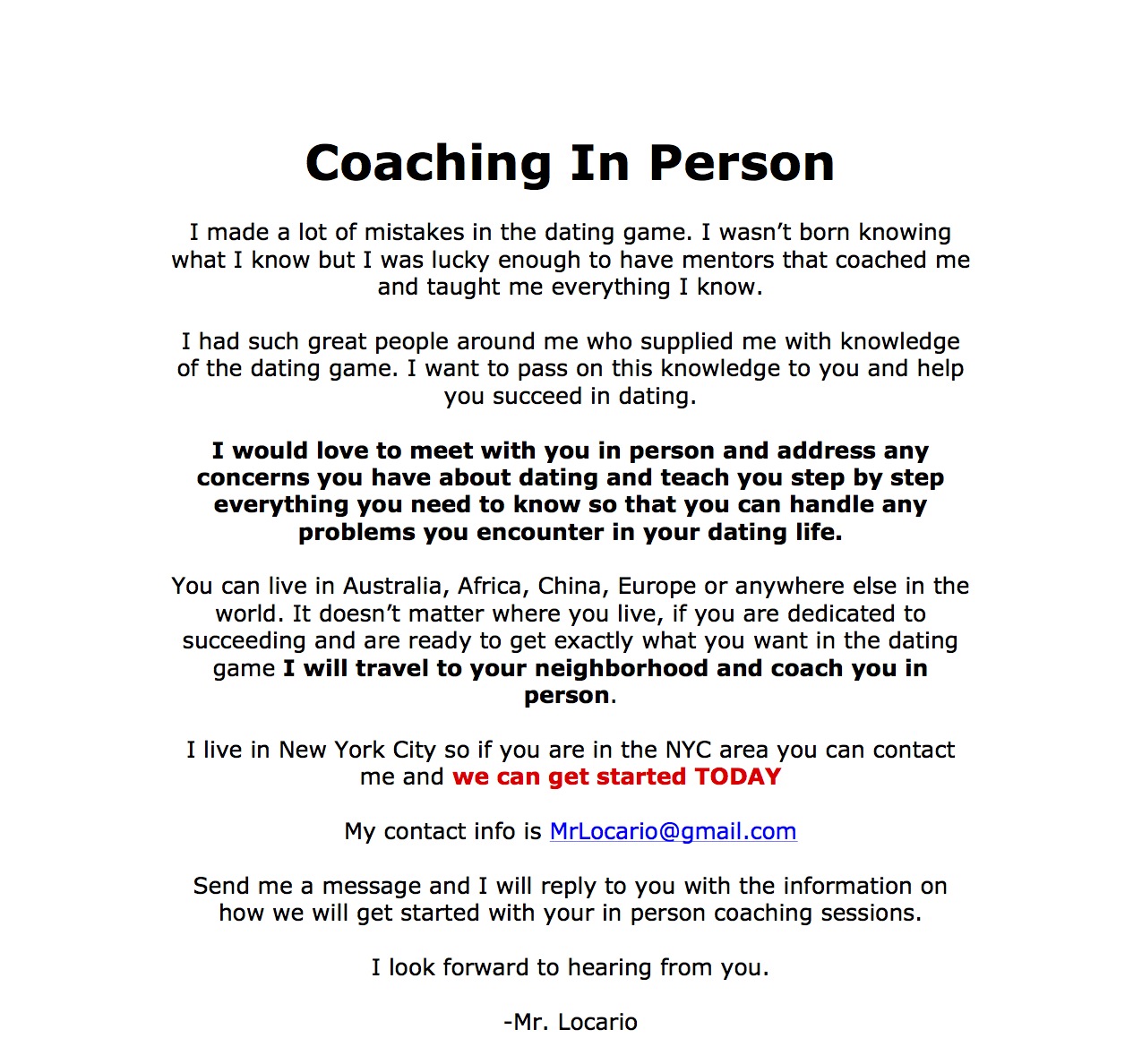 Coaching In Person The Truth Is Inside You
